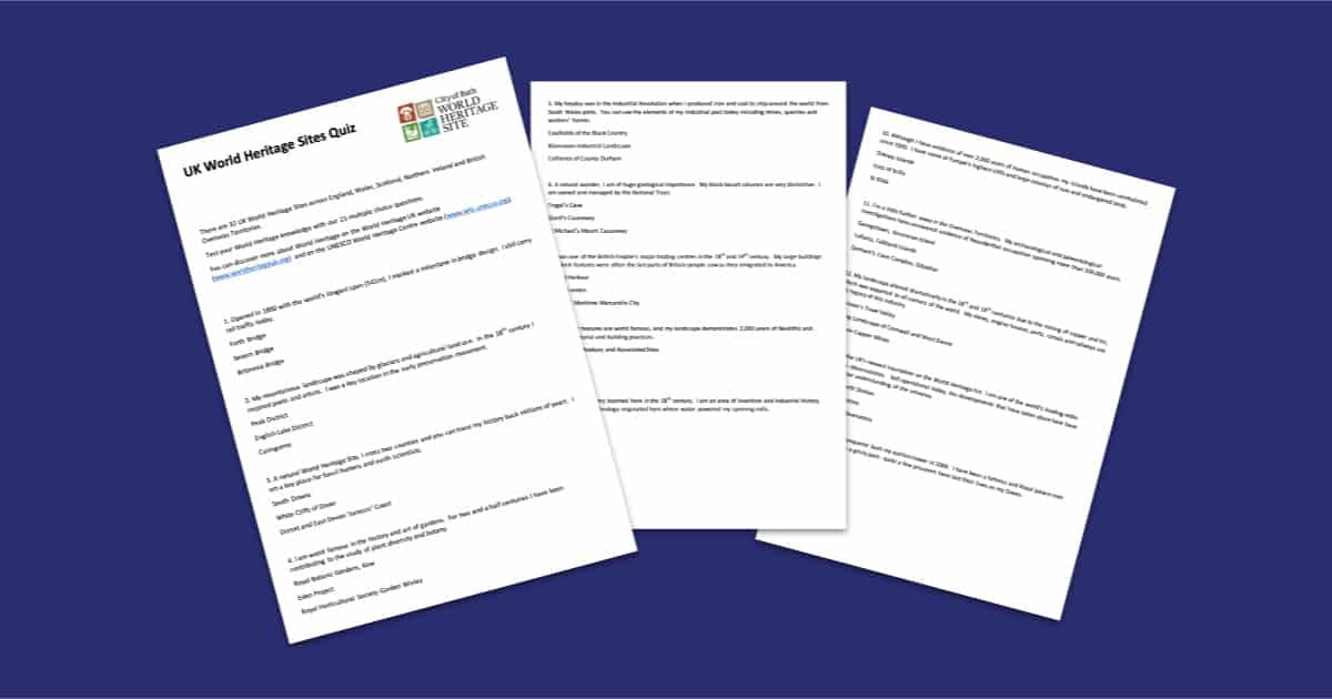 Bath World Heritage Site UK World Heritage Quiz