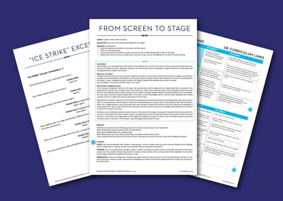 Disney's FROZEN From Screen To Stage Teaching Resources - The School Trip